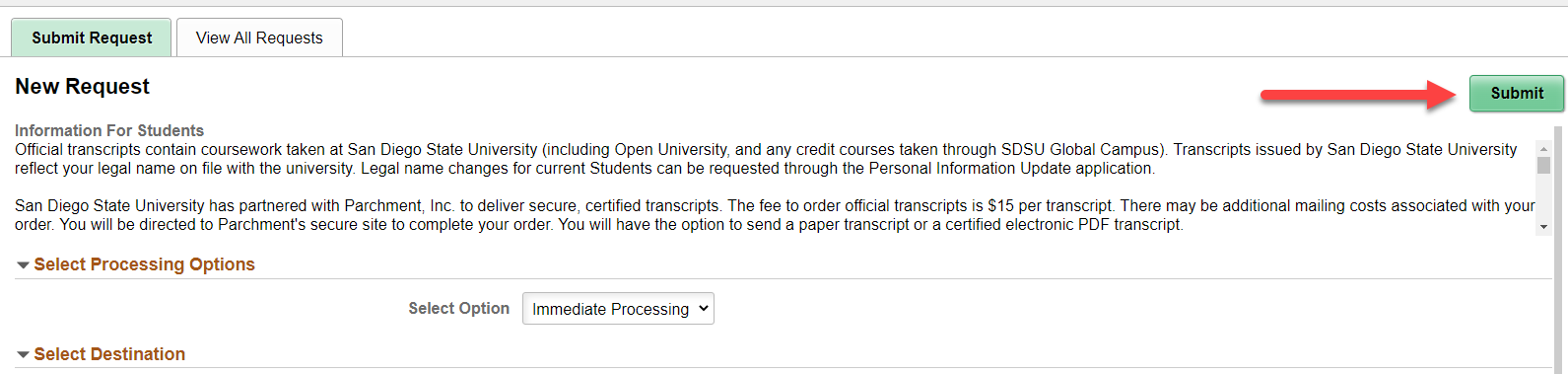 Transcripts | Office of the Registrar | SDSU